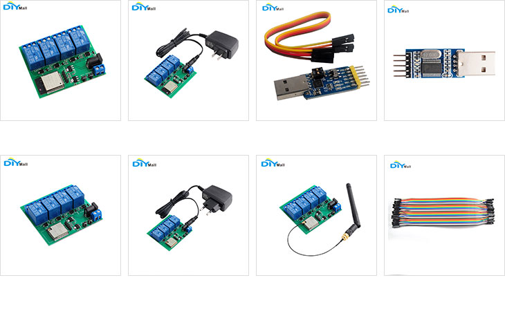 DIYmall ESP32S 4 CH WiFi Relay Module with esp32-wroom-32u esp32-wroom-32 with SMA Cable 3DBI ...