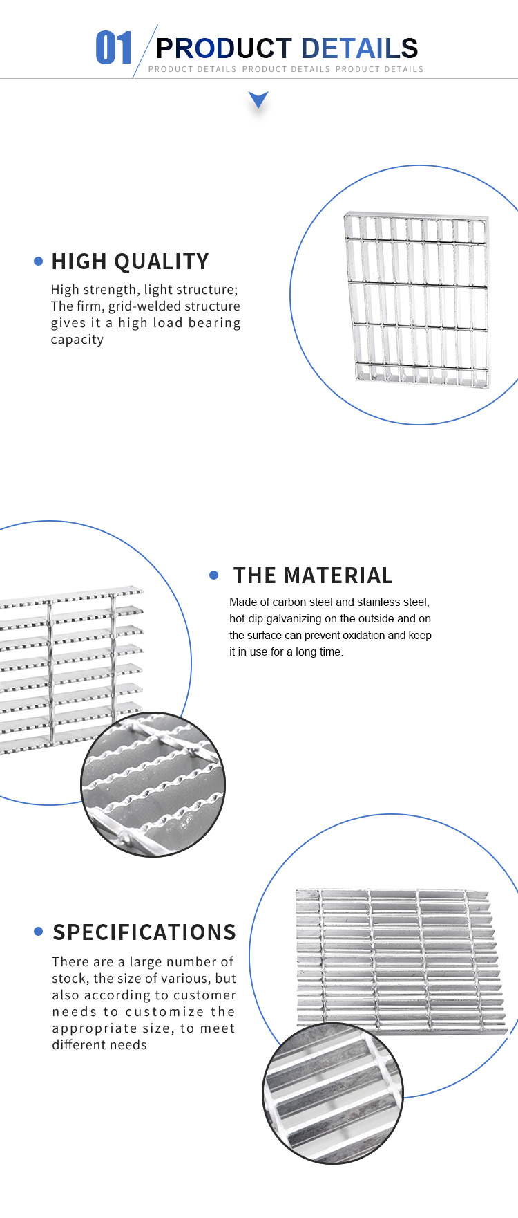 Galvanized Steel Grating Welded Steel Bar 30x3 500x1000 Metal Grid ...